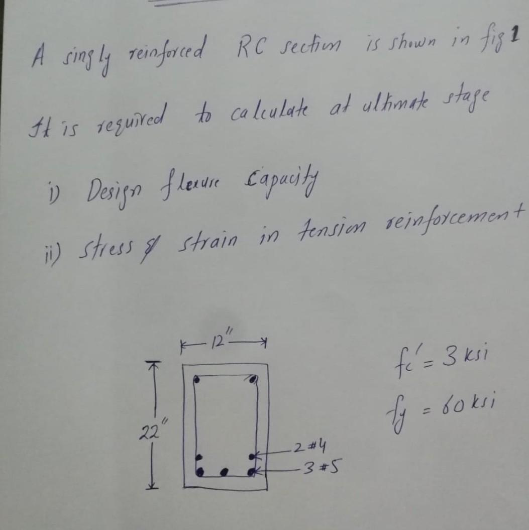 Solved A singly reinforced RC section is shown in fig 1 It | Chegg.com