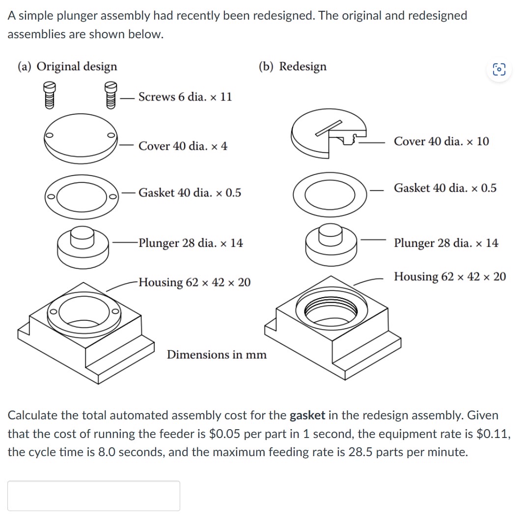 Solved A simple plunger assembly had recently been | Chegg.com