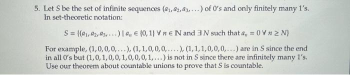 Solved Let S be the set of infinite sequences (a1,a2,a3,…) | Chegg.com