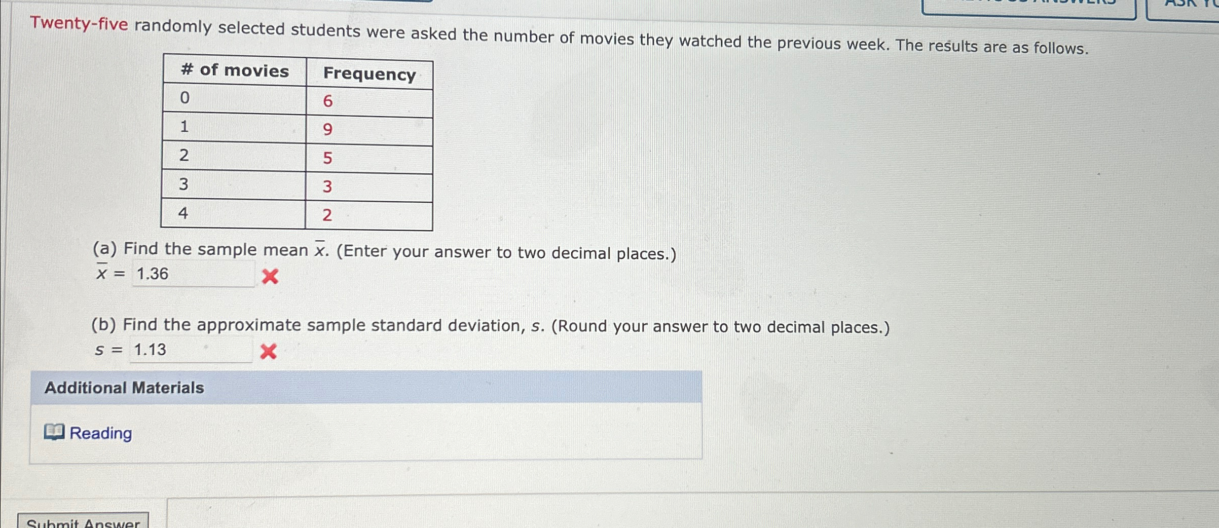 Solved Twenty-five randomly selected students were asked the | Chegg.com