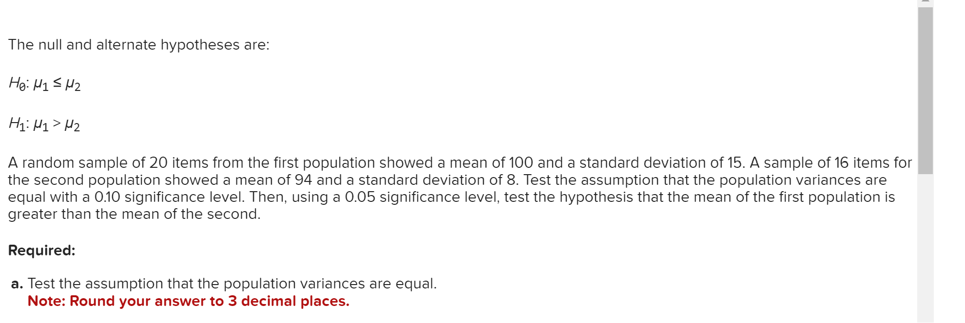 Solved The null and alternate hypotheses | Chegg.com