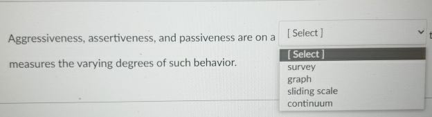 Solved Aggressiveness, assertiveness, and passiveness are on | Chegg.com