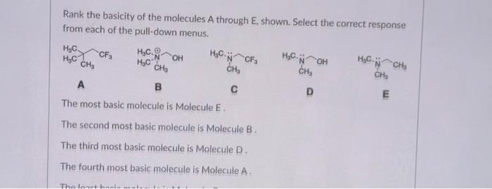 Solved Rank the basicity of the molecules A through E, | Chegg.com