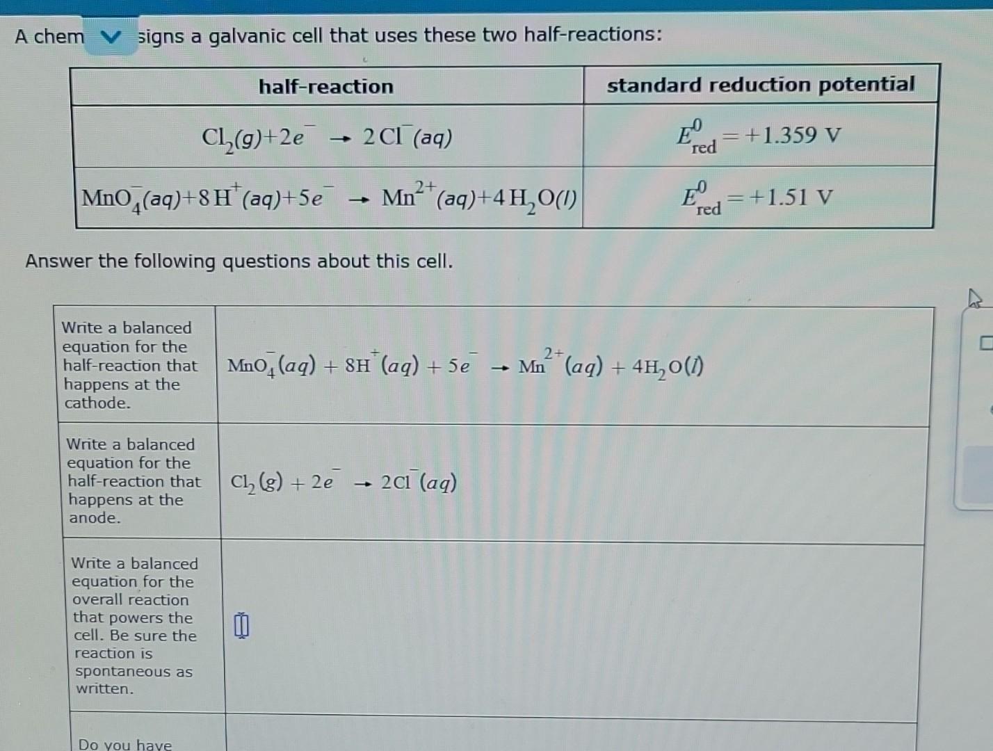Solved Write a balanced equation for the overall reaction | Chegg.com