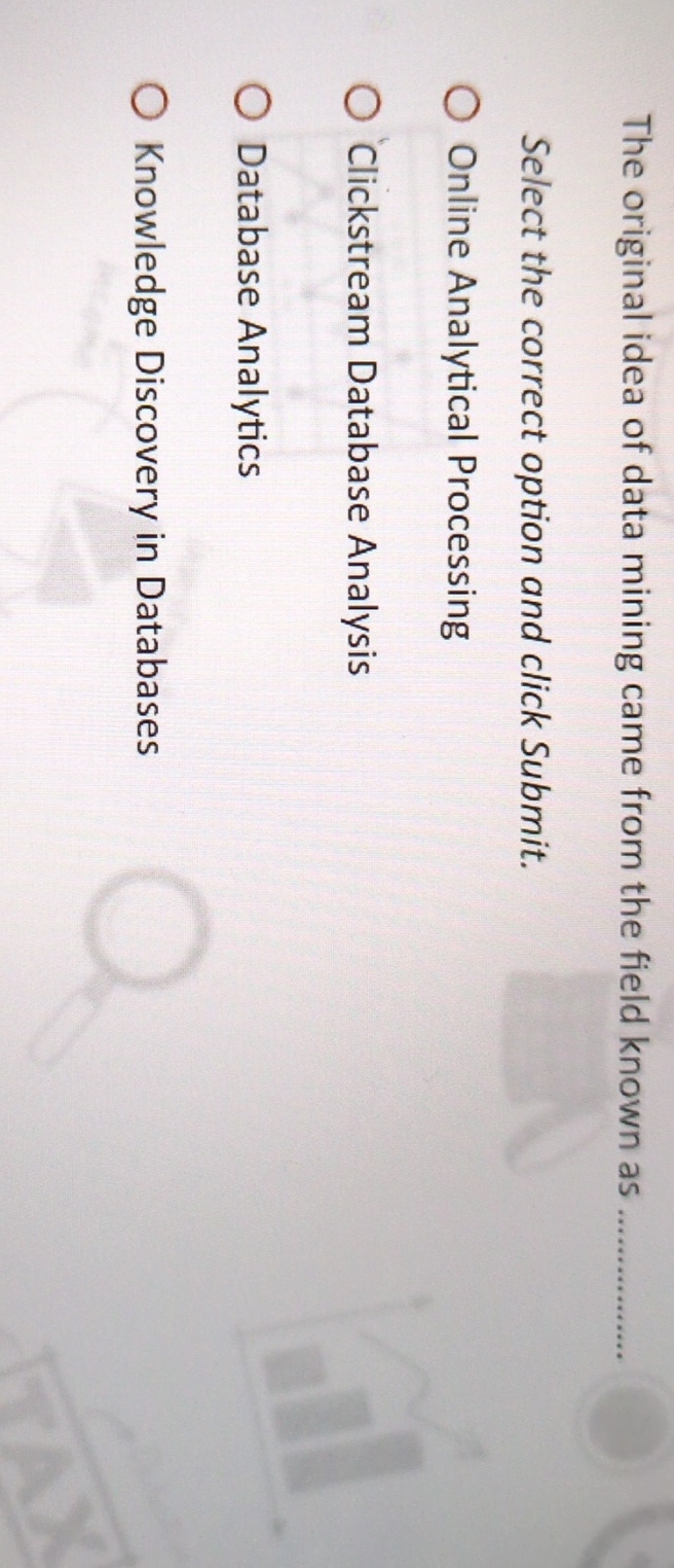 Solved The original idea of data mining came from the field | Chegg.com