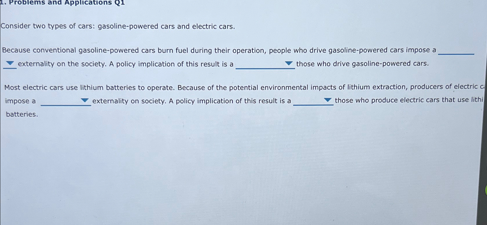 Solved Consider two types of cars: gasoline-powered cars and | Chegg.com