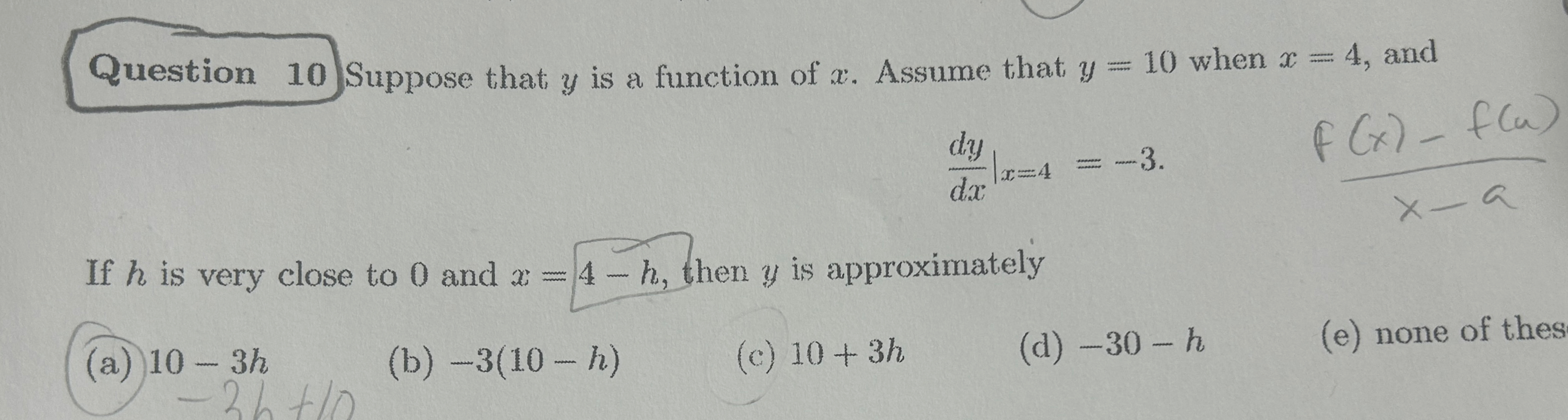 Solved Question 10 ﻿Suppose that y ﻿is a function of x. | Chegg.com