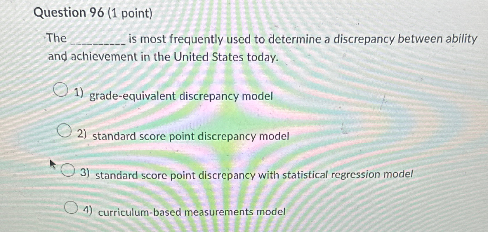 Solved Question 96 (1 ﻿point)The q, ﻿is most frequently used | Chegg.com