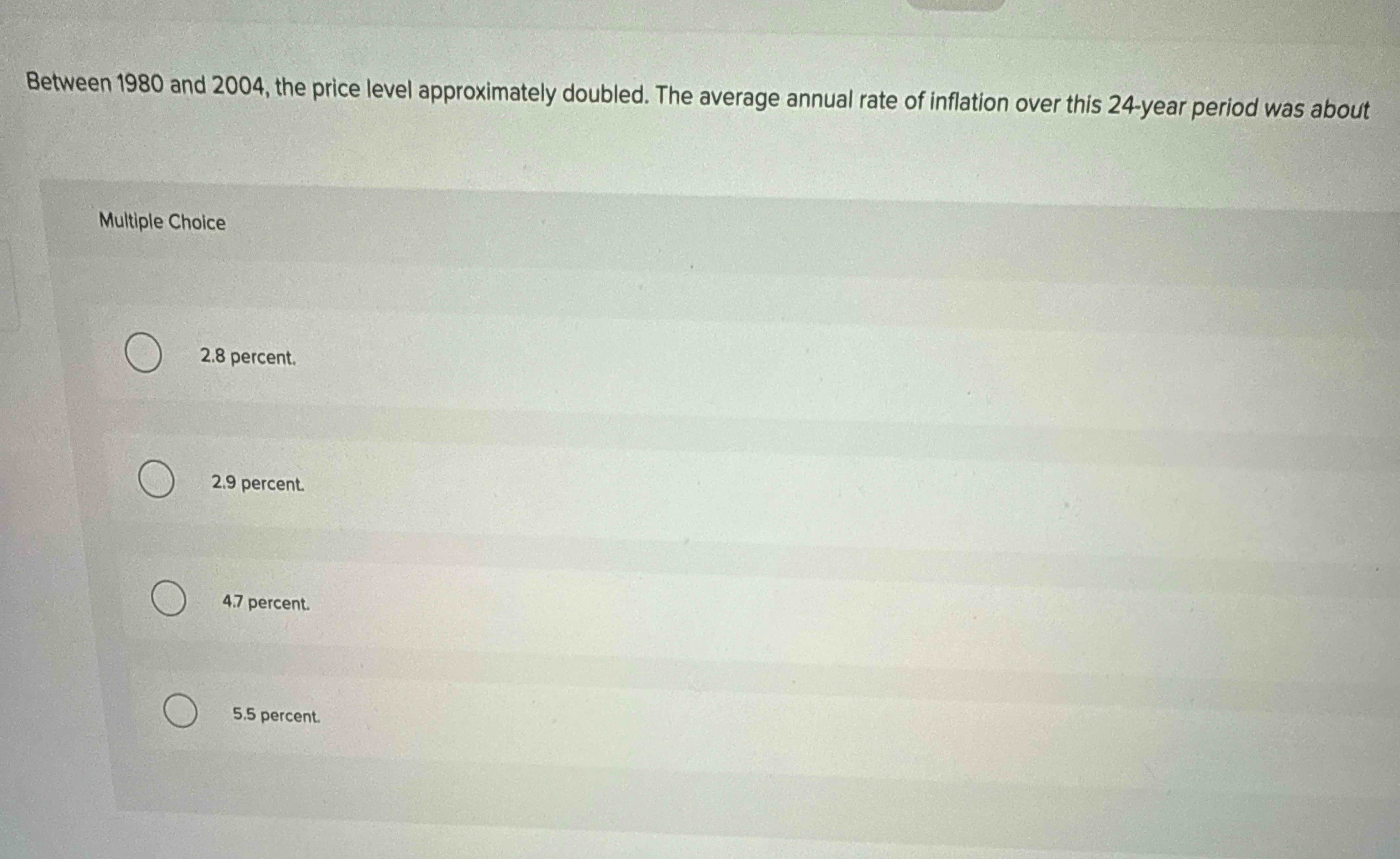 Solved Between 1980 ﻿and 2004, ﻿the price level | Chegg.com
