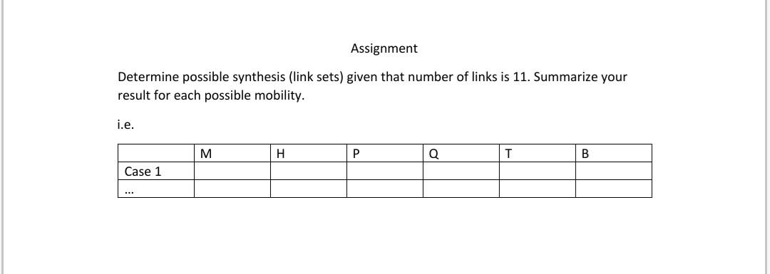 Assignment Determine possible synthesis (link sets) | Chegg.com