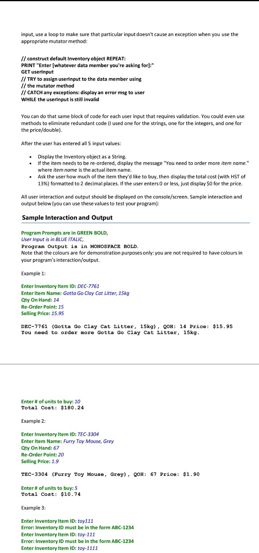 Solved Description Create a new project that allows a user | Chegg.com