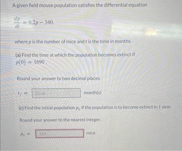 Solved A given field mouse population satisfies the | Chegg.com