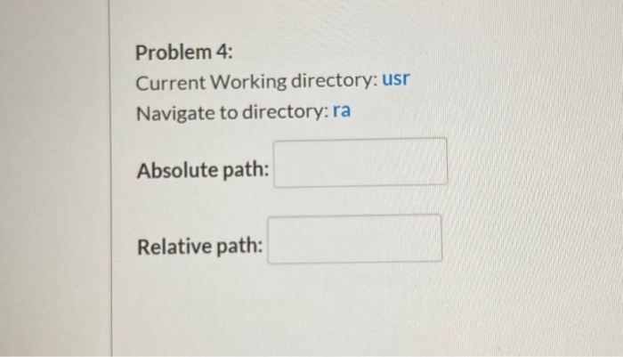 Solved Problem 4: Current Working directory: usr Navigate to | Chegg.com