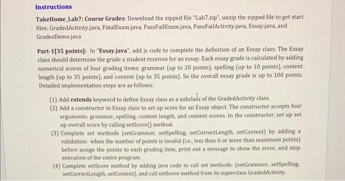 Solved Instructions TakeHome_Lab7: Course Grades: Download | Chegg.com