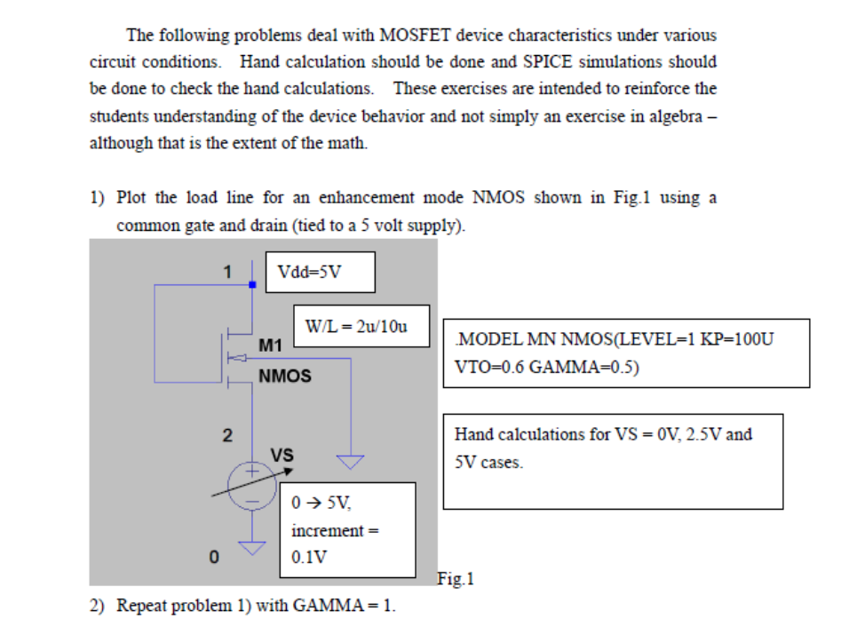 The following problems deal with MOSFET device | Chegg.com