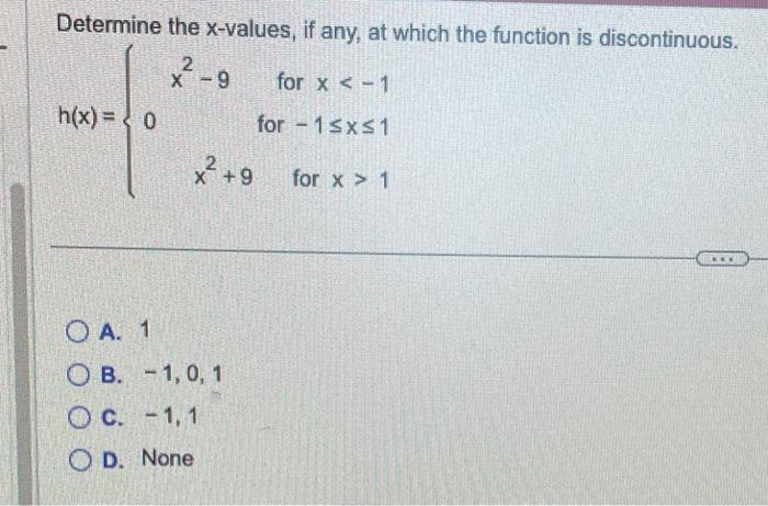 Solved Determine the x-values, if any, at which the function | Chegg.com
