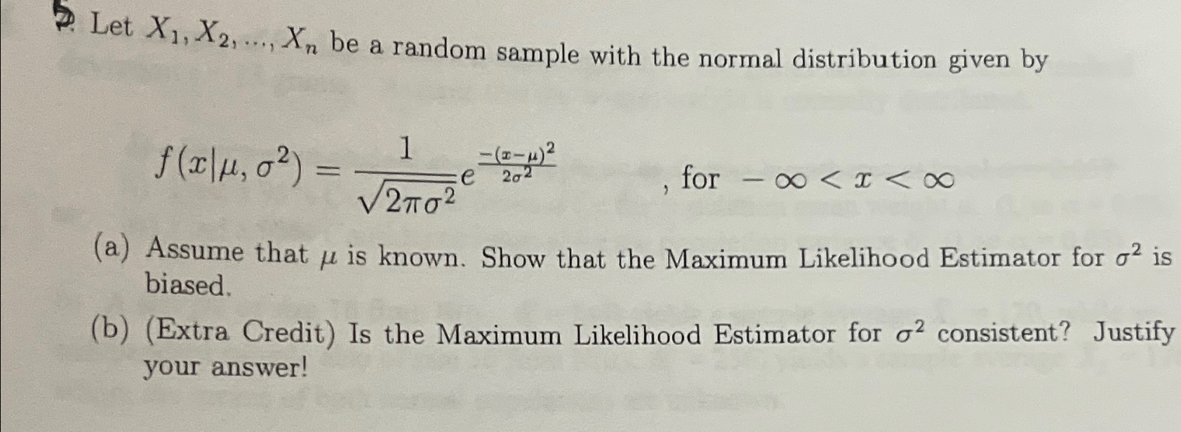 Solved Let x1,x2,dots,xn ﻿be a random sample with the normal | Chegg.com