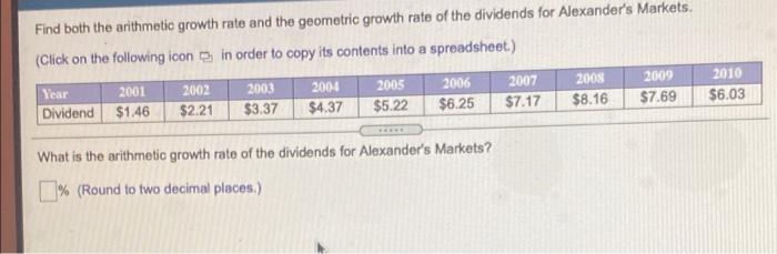 Solved Find both the arithmetic growth rate and the | Chegg.com