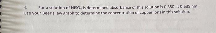 Solved For a solution of NiSO4 is determined absorbance of | Chegg.com