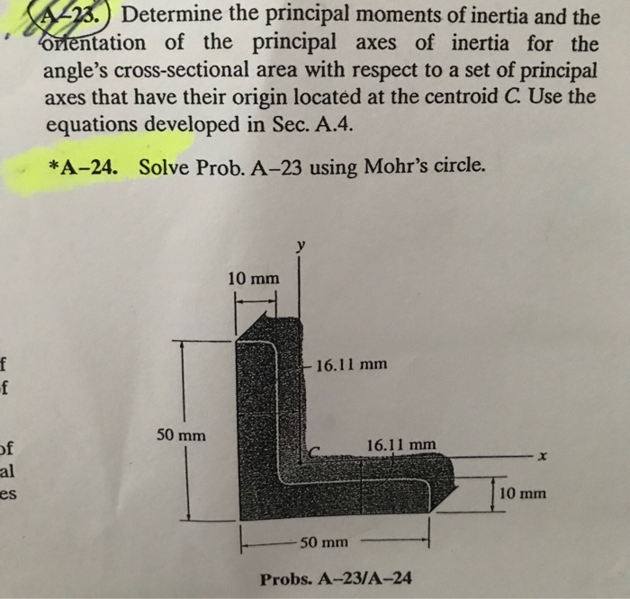 Solved SA_23.) Determine the principal moments of inertia | Chegg.com
