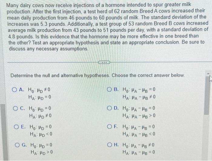 Solved Many dairy cows now receive injections of a hormone | Chegg.com