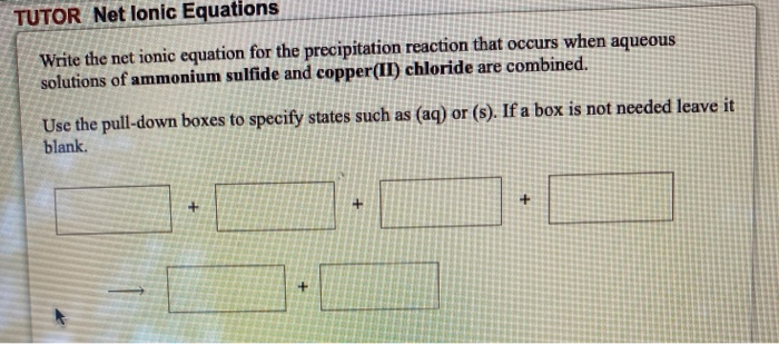 Solved TUTOR Net Ionic Equations Write the net ionic | Chegg.com