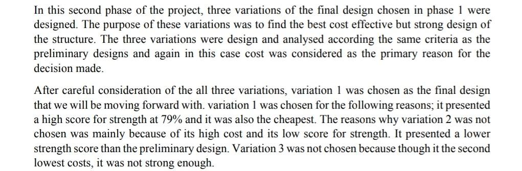 Solved In this second phase of the project, three variations | Chegg.com
