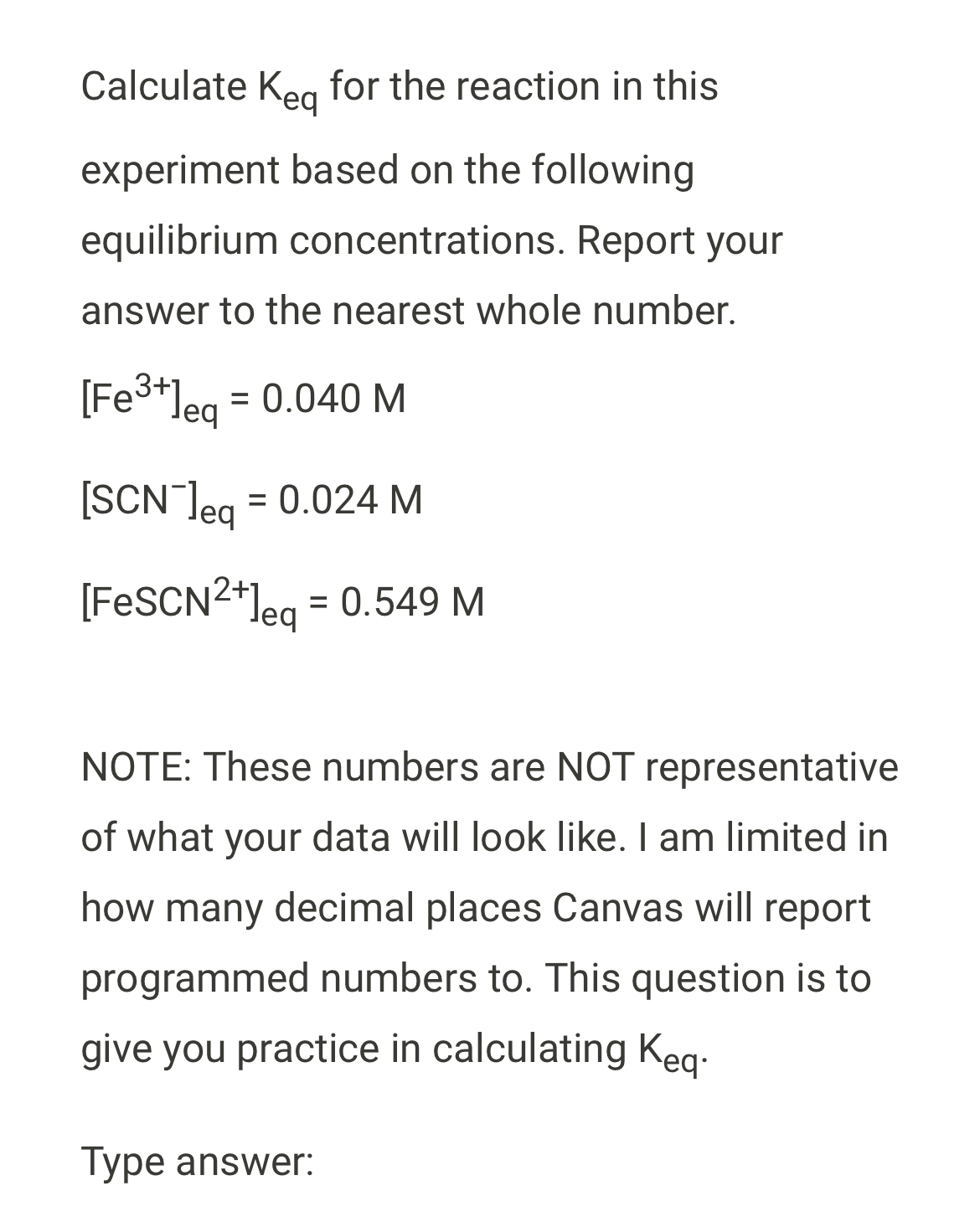 Solved Calculate Keq ﻿for the reaction in this experiment | Chegg.com