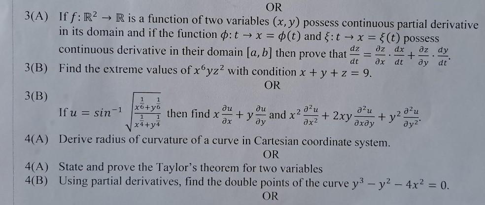 Solved OR 3( A) If f:R2→R is a function of two variables | Chegg.com