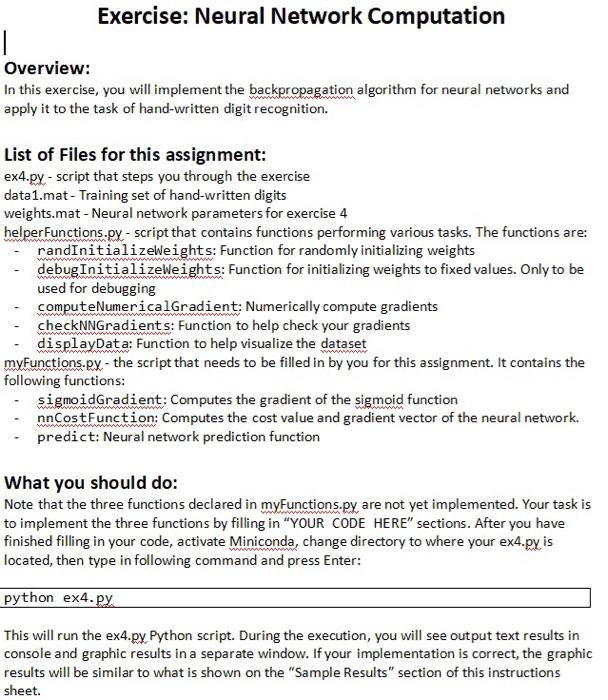 Exercise: Neural Network Computation | Overview: In | Chegg.com