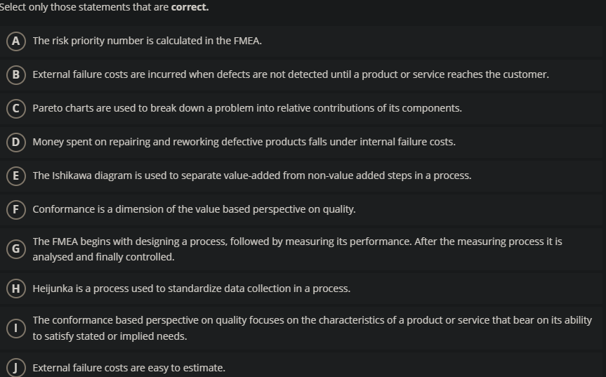 Solved Select only those statements that are correct.A) ﻿The | Chegg.com