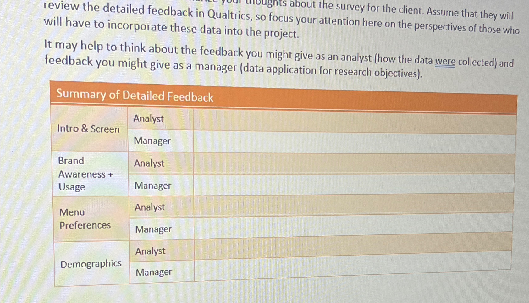 Solved review the detailed feedback in Qualtrics, so forts | Chegg.com