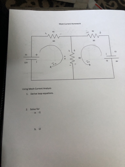 Solved Mesh Current Homework 12V Using Mesh Current Analysis | Chegg.com