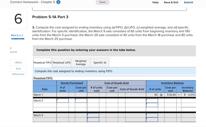 Solved Connect Homework - Chapter 5 0 Saved Help Save & Exit | Chegg.com