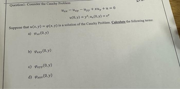 Solved Question1: Consider the Cauchy Problem | Chegg.com