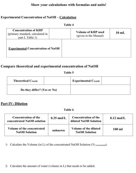 Solved Part III: Titration Standardization of NaOH solution | Chegg.com