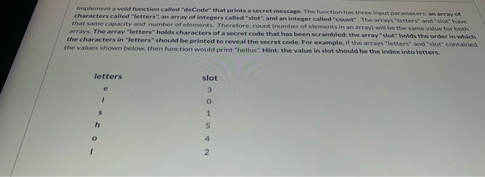 Solved Implement Avoid Function Called Decode That Prints 0698