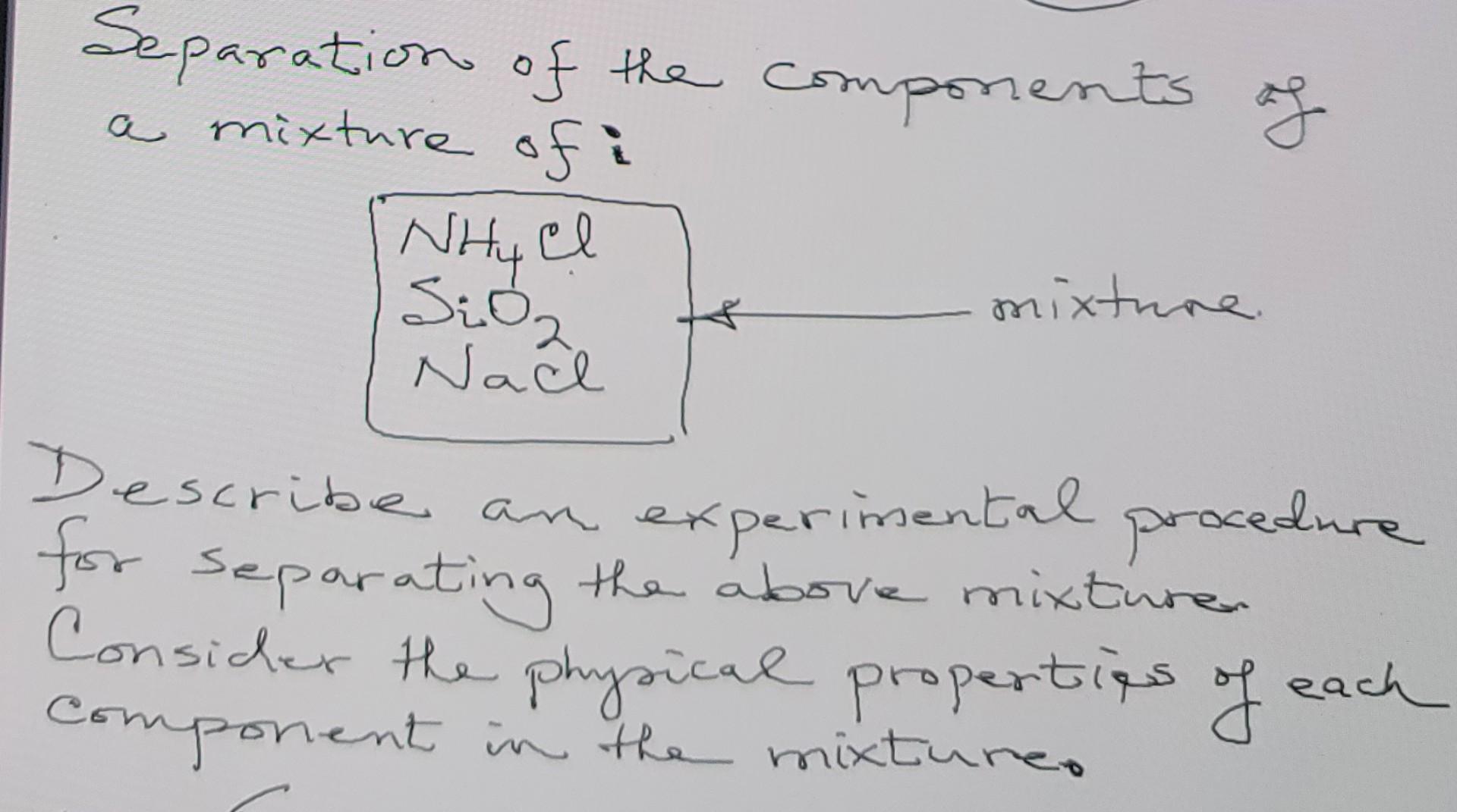 Solved Separation of the components a mixture of i 26 Nhy Cl | Chegg.com