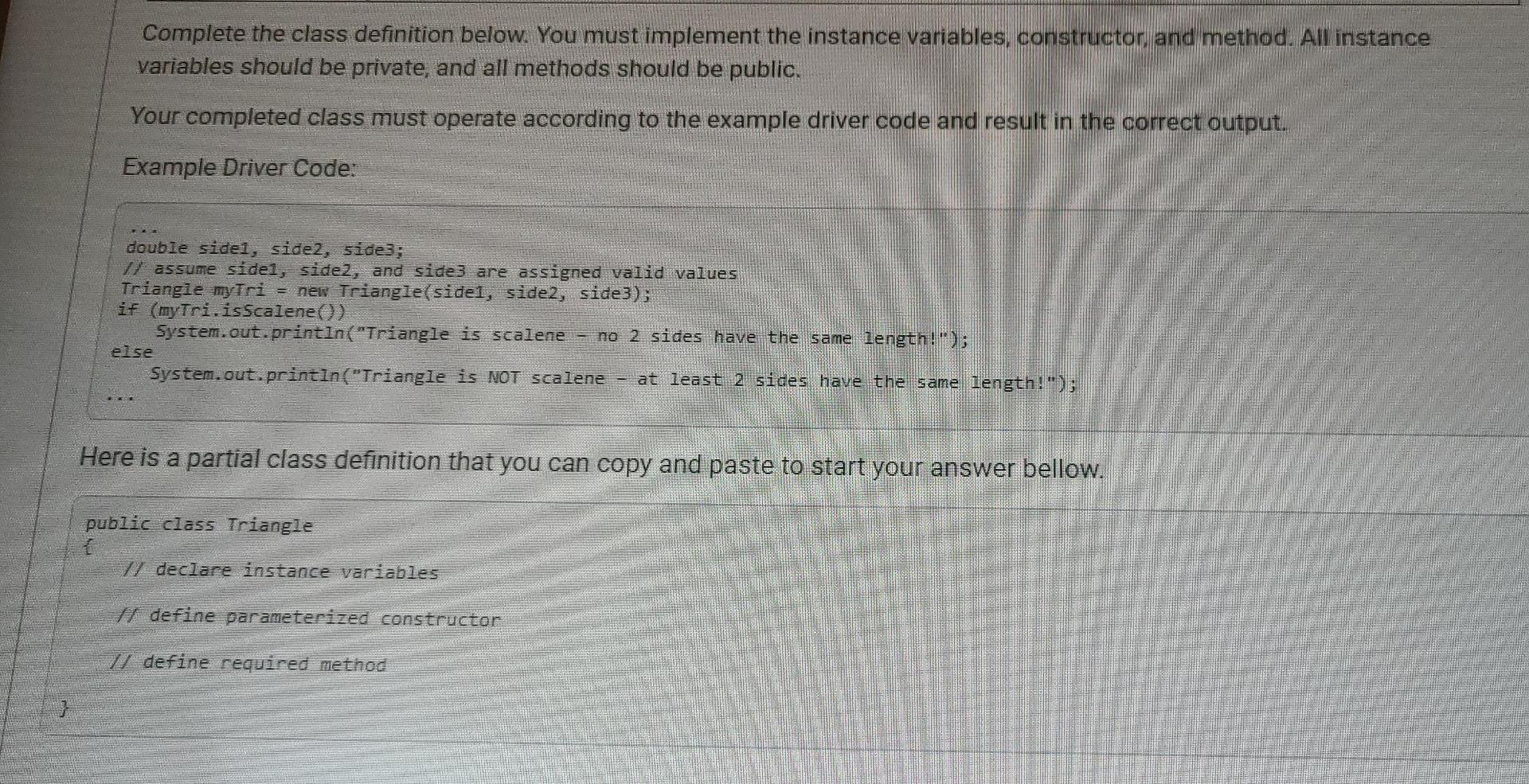 Solved Complete the class definition below. You must | Chegg.com