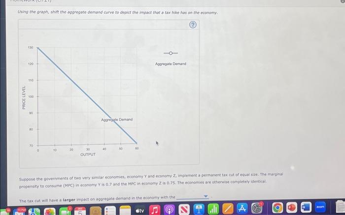 Solved Using the graph, shift the aggregate demand curve to | Chegg.com