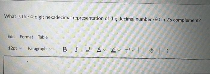 Solved What is the 4-digit hexadecimal representation of the | Chegg.com
