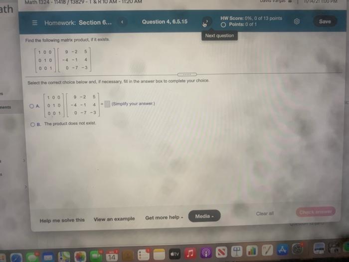 Solved Math 1324 -11418 / 13829 - 1&R 10 AM - 11:20 AM ath | Chegg.com