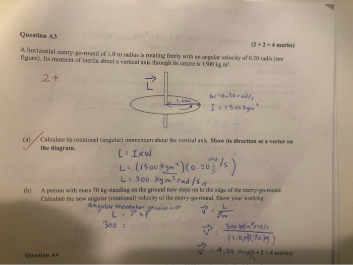 Solved Question A3 (2+2=4 marks) A horizontal merry-go-round | Chegg.com
