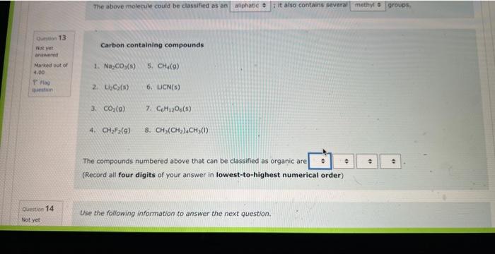 Solved Carbon containing compounds 1. Na2CO(s) 5. CH4( g). | Chegg.com