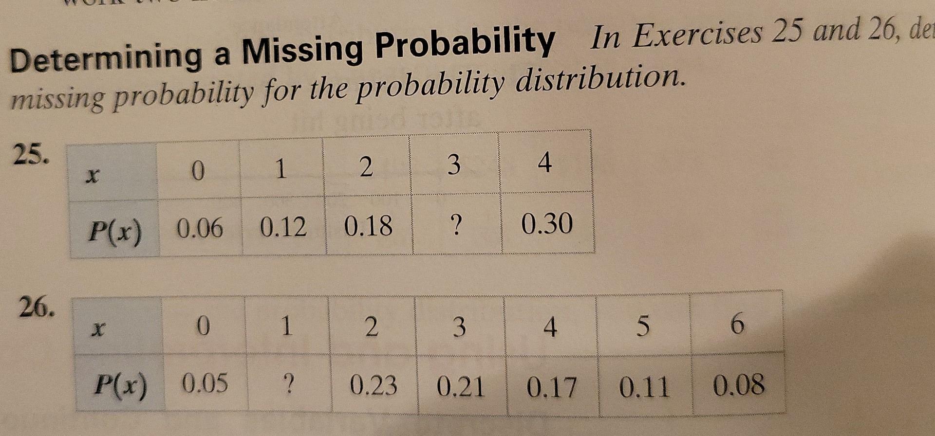 Solved Determining a Missing Probability In Exercises 25 and | Chegg.com