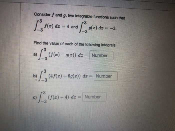 Solved Consider f and g, two integrable functions such that | Chegg.com