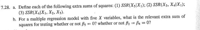 .28. a. Define each of the following extra sums of | Chegg.com