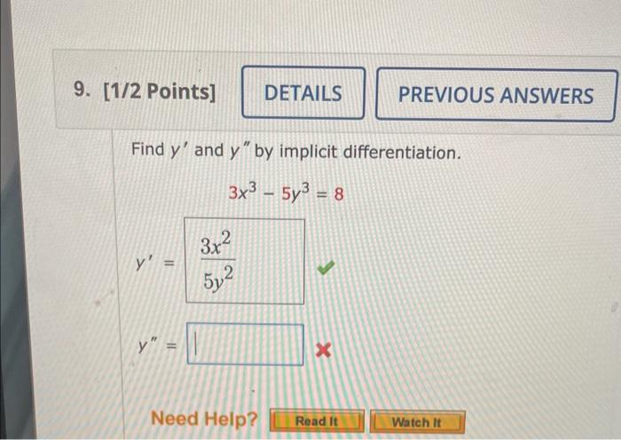 Solved Find y′ and y′′ by implicit differentiation. | Chegg.com