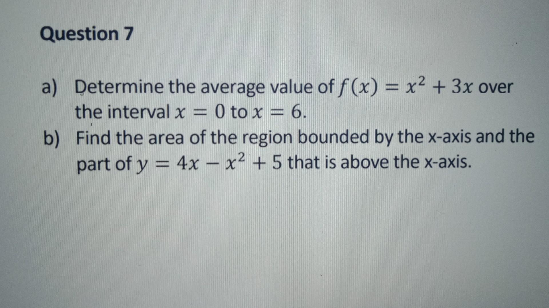 a) Determine the average value of f(x)=x2+3x over the | Chegg.com
