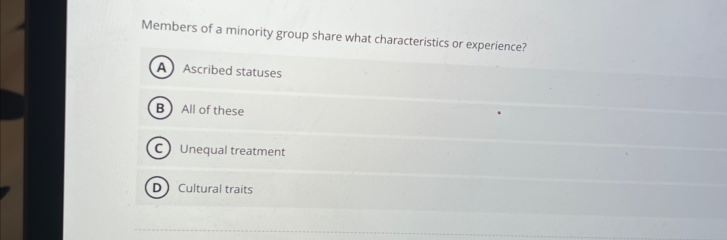 Solved Members of a minority group share what | Chegg.com